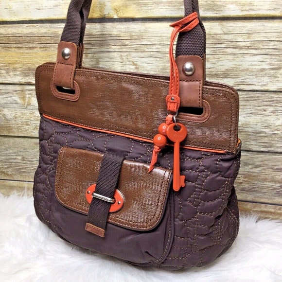 Fossil | Bags | Fossil Key Per Brown Quilted Nylon Hobo Tote Bag | Poshmark
